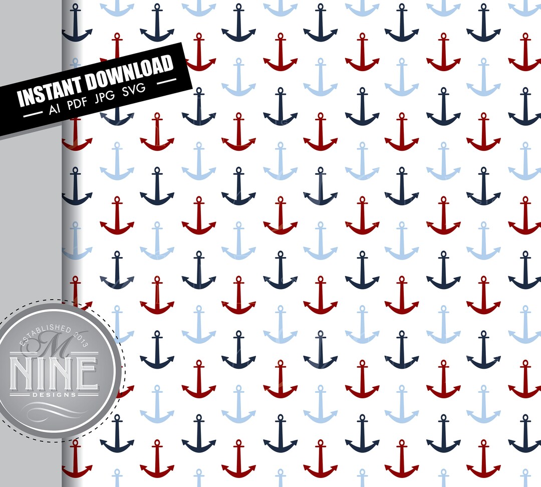 Nautical Anchors Pattern Seamless Repeatable Anchors Svg Pdf Jpg Vector ...