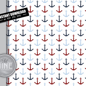 Nautical Anchors Pattern Seamless Repeatable Anchors Svg Pdf Jpg Vector AI Download Anchors ...