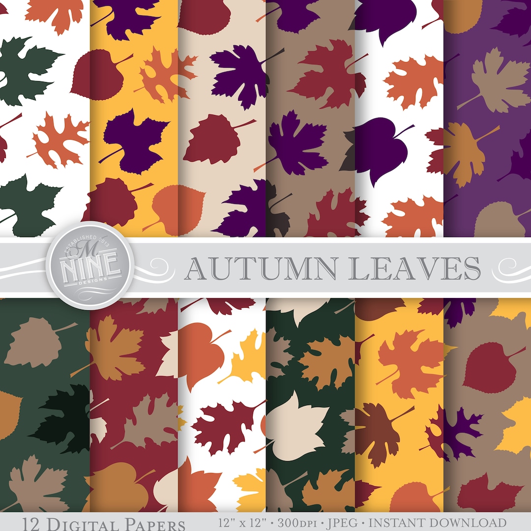 AUTUMN LEAVES Digital Paper / Fall Leaves Pattern Prints, Printable ...