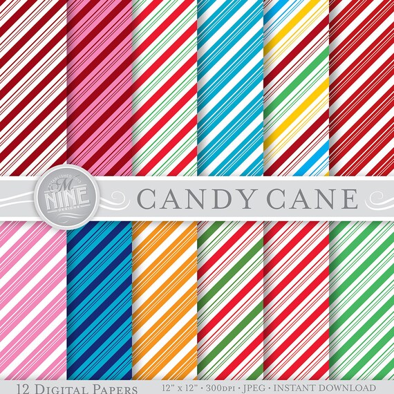 Paper Paper & Party Supplies CANDY STRIPE digital papers and ...