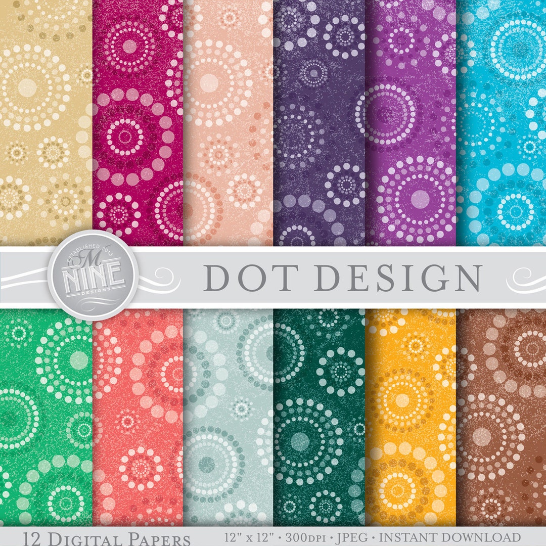 DOT DESIGN Pattern 12 X 12 Digital Paper DOTS Print, Instant Download ...