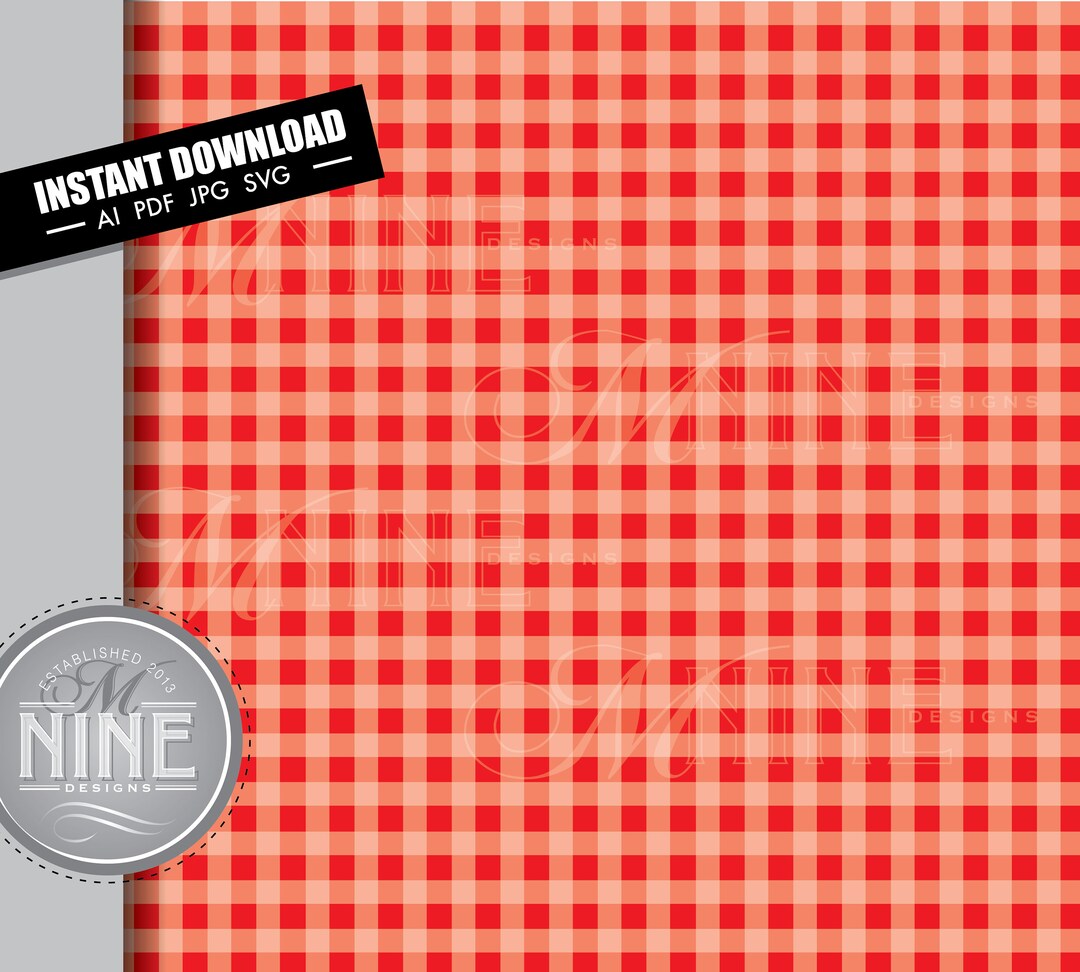 Red Gingham Pattern Seamless Repeatable Gingham Svg Pdf Jpg Vector AI ...