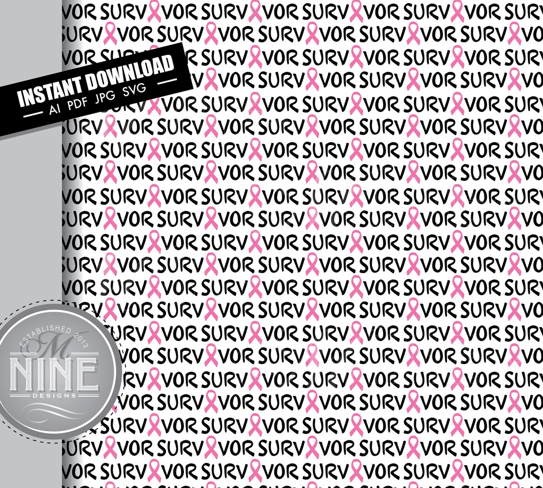 Pink Ribbon Survivor Pattern Seamless Breast Cancer Survivor Svg Vector ...