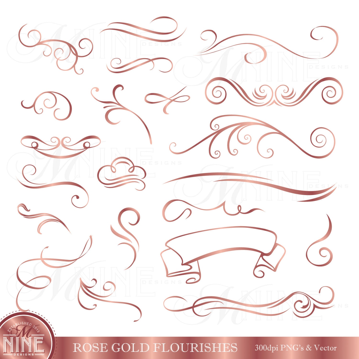 Antique Rose Scrolls Clip Art