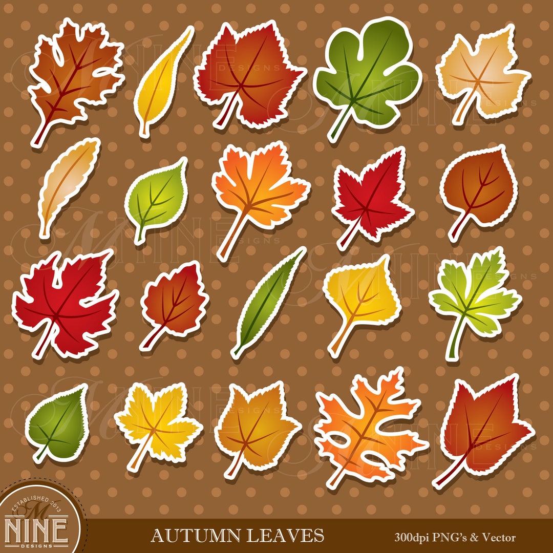 Autumn Leaves Clip Art Bundle, Fall Leaves Clipart Downloads, Fall ...