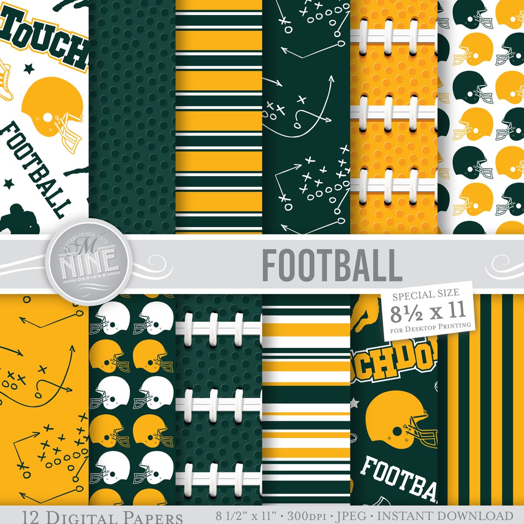 Football Digital Paper 8 1/2 X 11 Football Digital Paper Printable ...