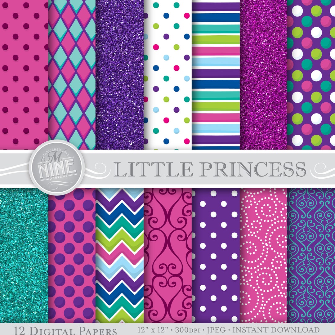 LITTLE PRINCESS Digital Paper Downloads Girl Printables Patterns ...