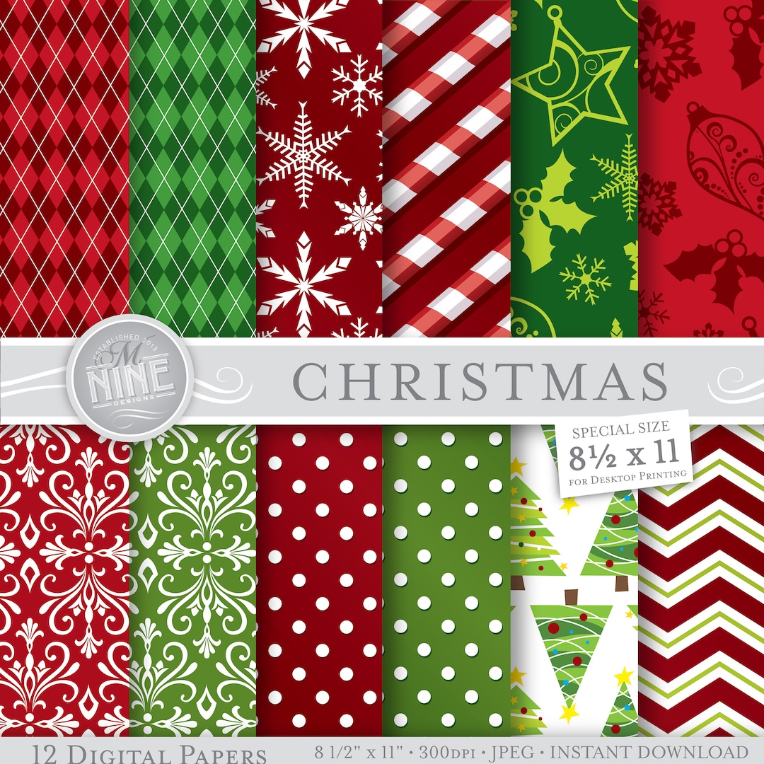 CHRISTMAS Digital Paper / Christmas Patterns / 8 1/2 X 11 Christmas ...