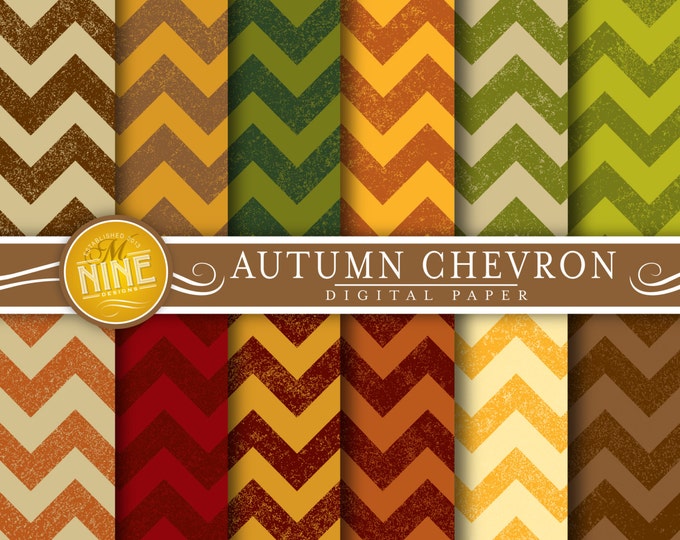 AUTUMN CHEVRONS Digital Paper 12 X 12 Patterns - Etsy