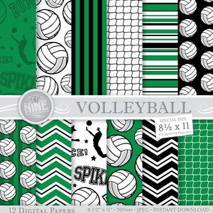 VOLLEYBALL Digital Paper Volleyball Printables 8 1/2 X 11 Volleyball ...