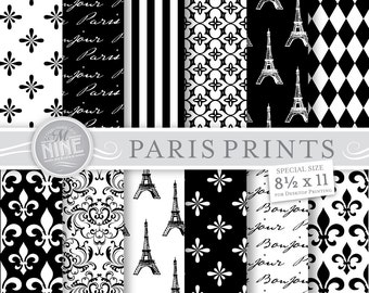 PARIS Digital Paper: Paris Theme Patterns Pattern Prints | Etsy