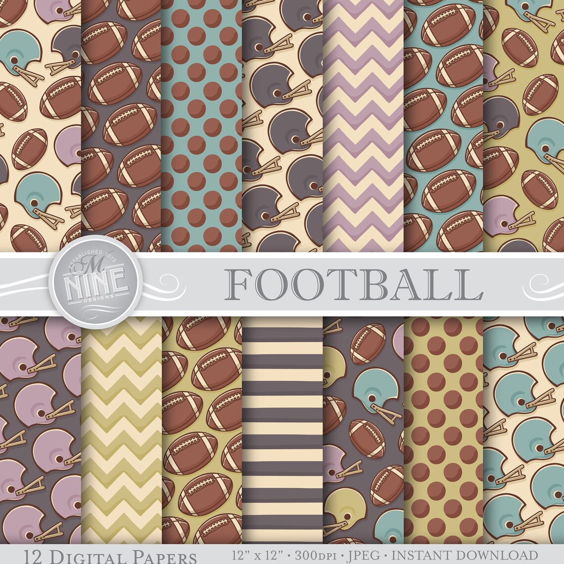 Retro FOOTBALL Digital Paper Sports Printables Digital - Etsy
