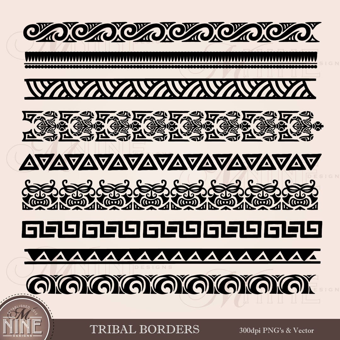 TRIBAL BORDERS Clipart Polynesian Clipart Borders Hawaiian Moana ...