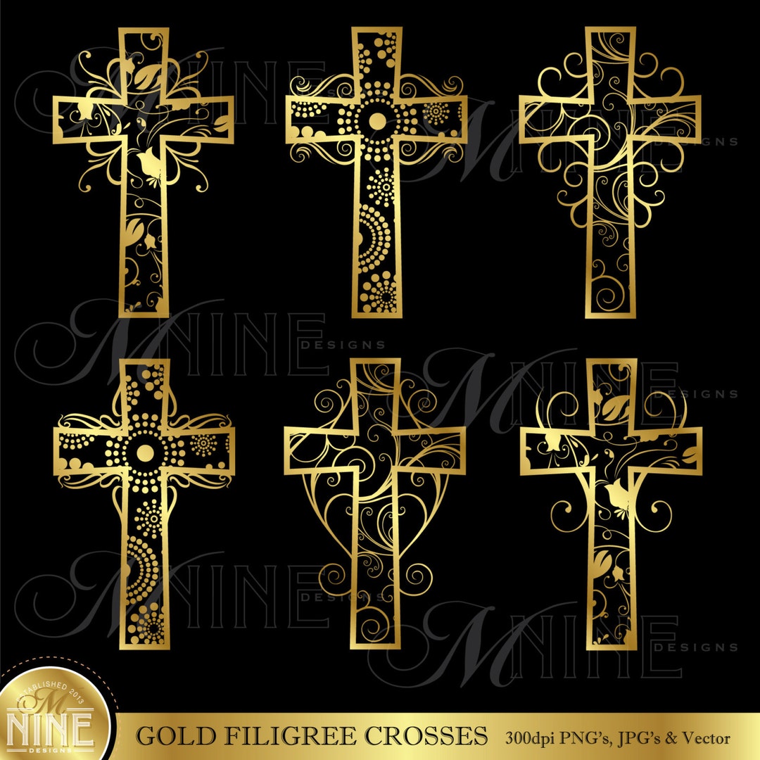 GOLD FILIGREE CROSSES Clipart Cross Clip Art Vector Art File, Instant ...