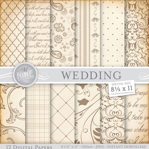RUSTIC WEDDING Digital Paper / Rustic Wedding Printable Paper / Wedding ...