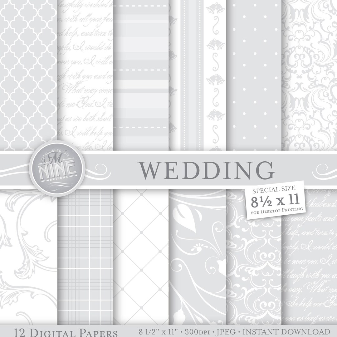 Wedding Digital Paper: WHITE WEDDING Printable Pattern Prints - Etsy