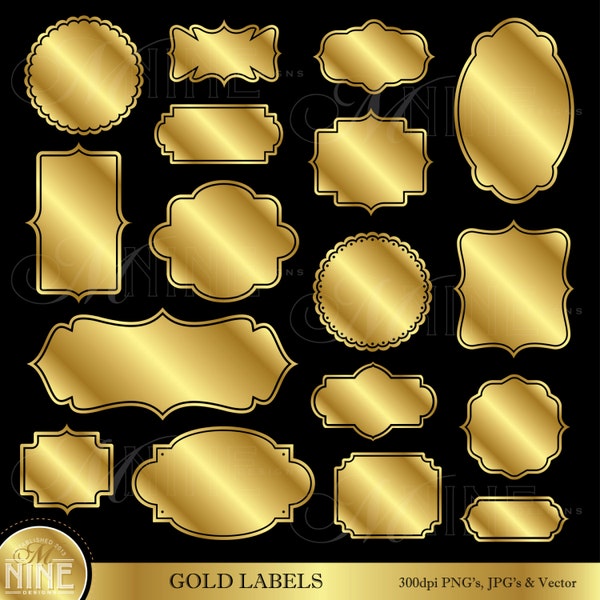 Gold Border Labels - Etsy