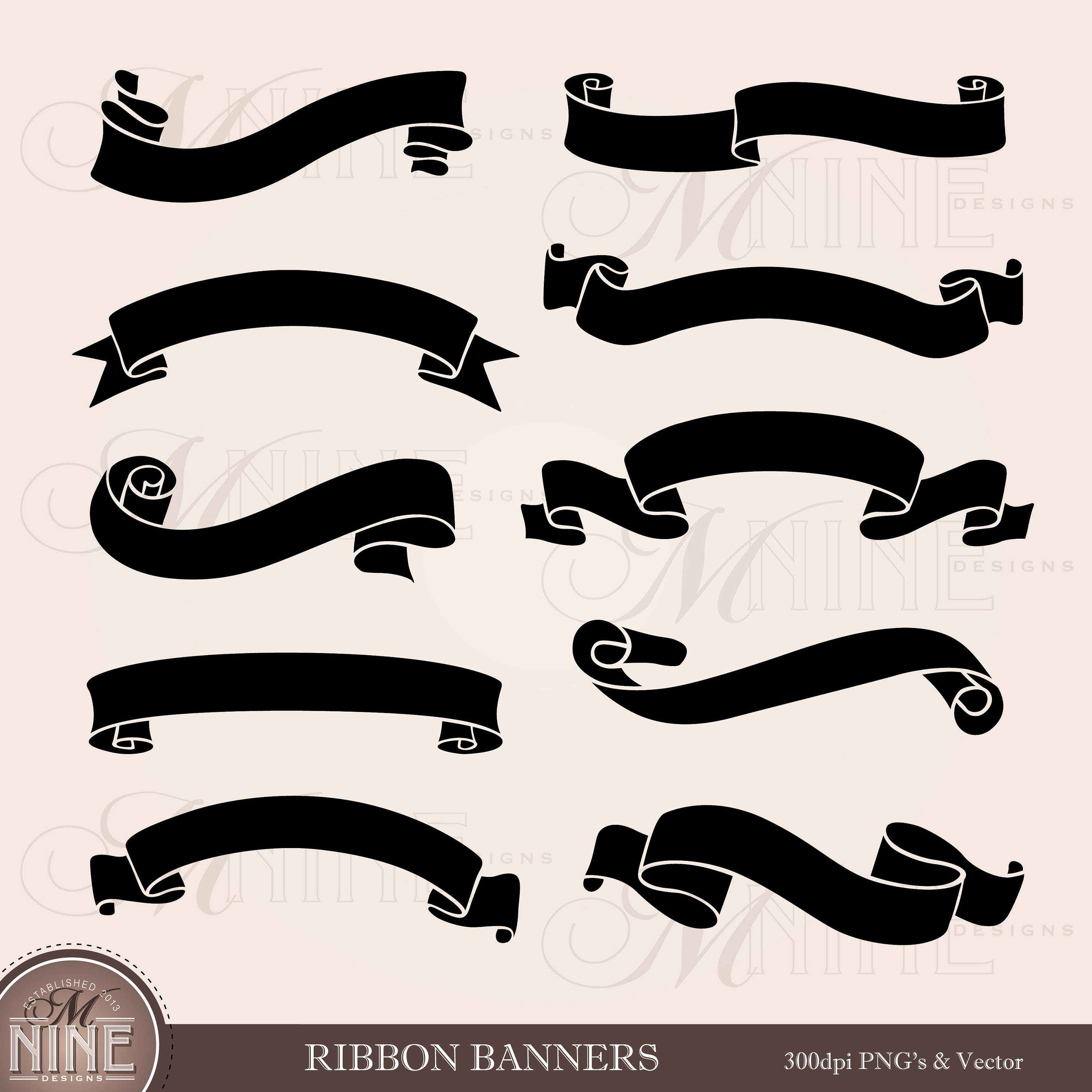 RIBBON BANNERS Clip Art / Banner Clipart Descargas / Vector - Etsy México