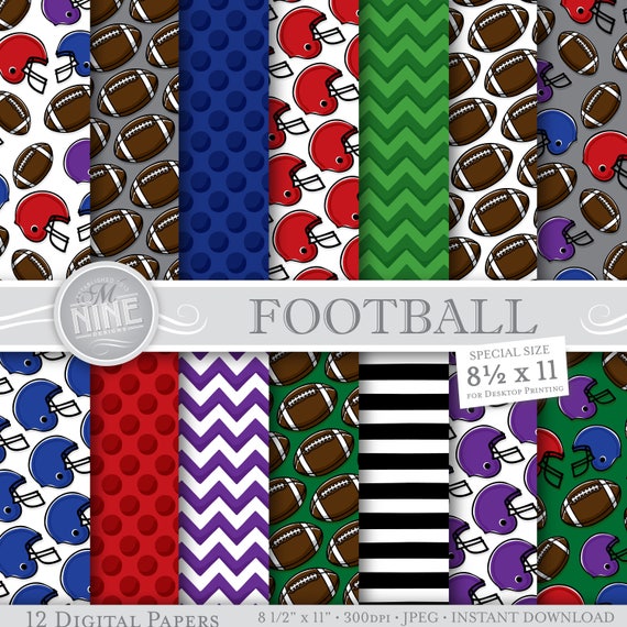 FOOTBALL Digital Paper Sports Printables Digital Downloads | Etsy