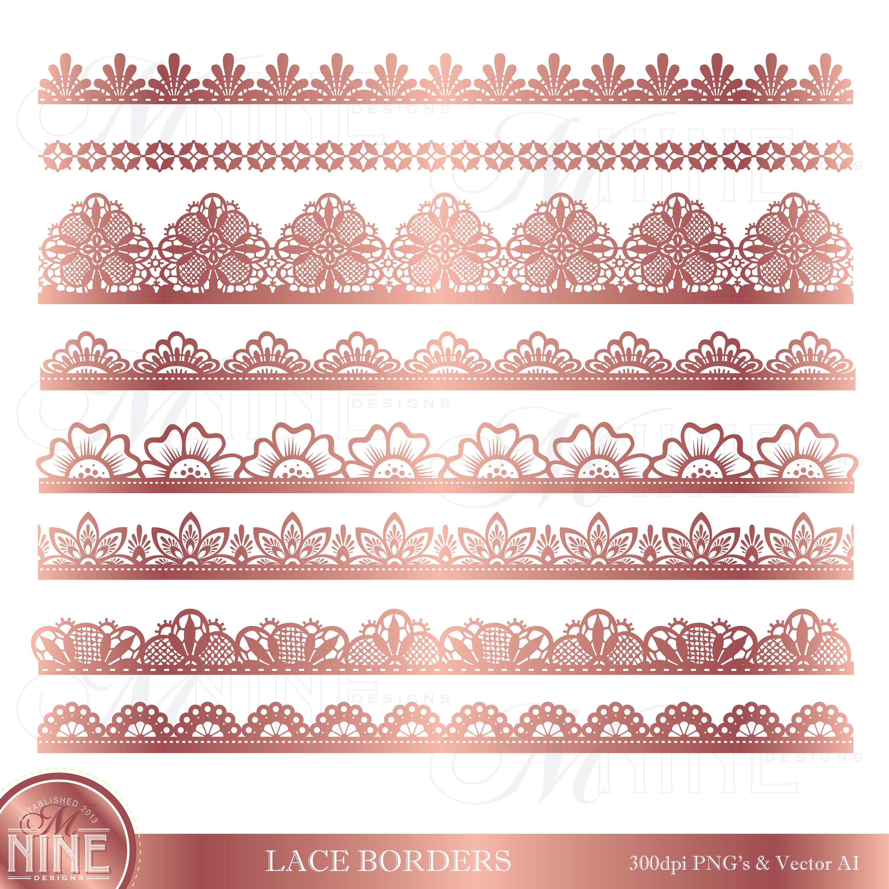 Rose Gold LACE BORDER Clip Art Rose Gold Lace Clipart Design - Etsy New ...