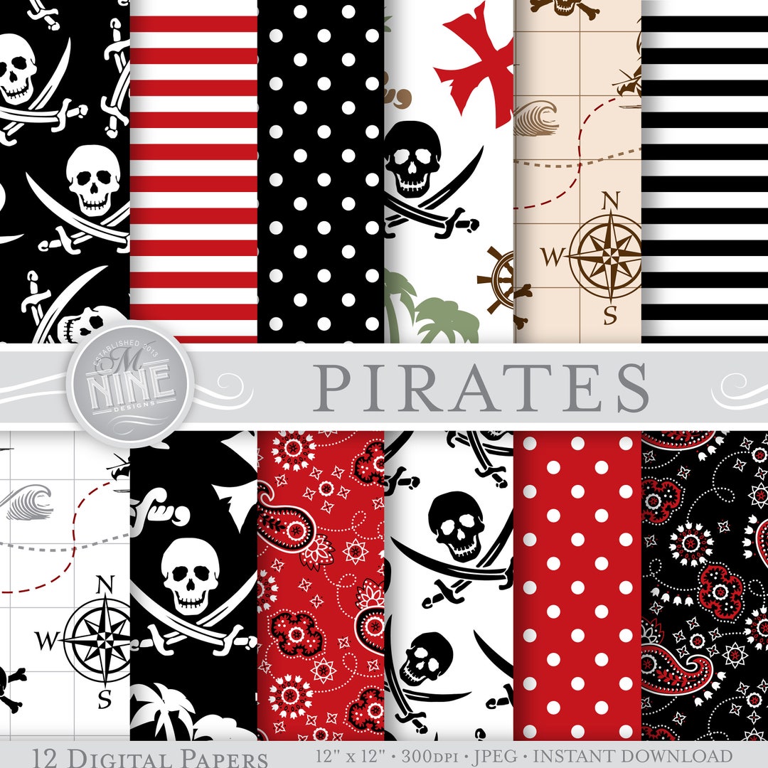PIRATES Digital Paper / PIRATE Party Printables / Pirate Patterns ...