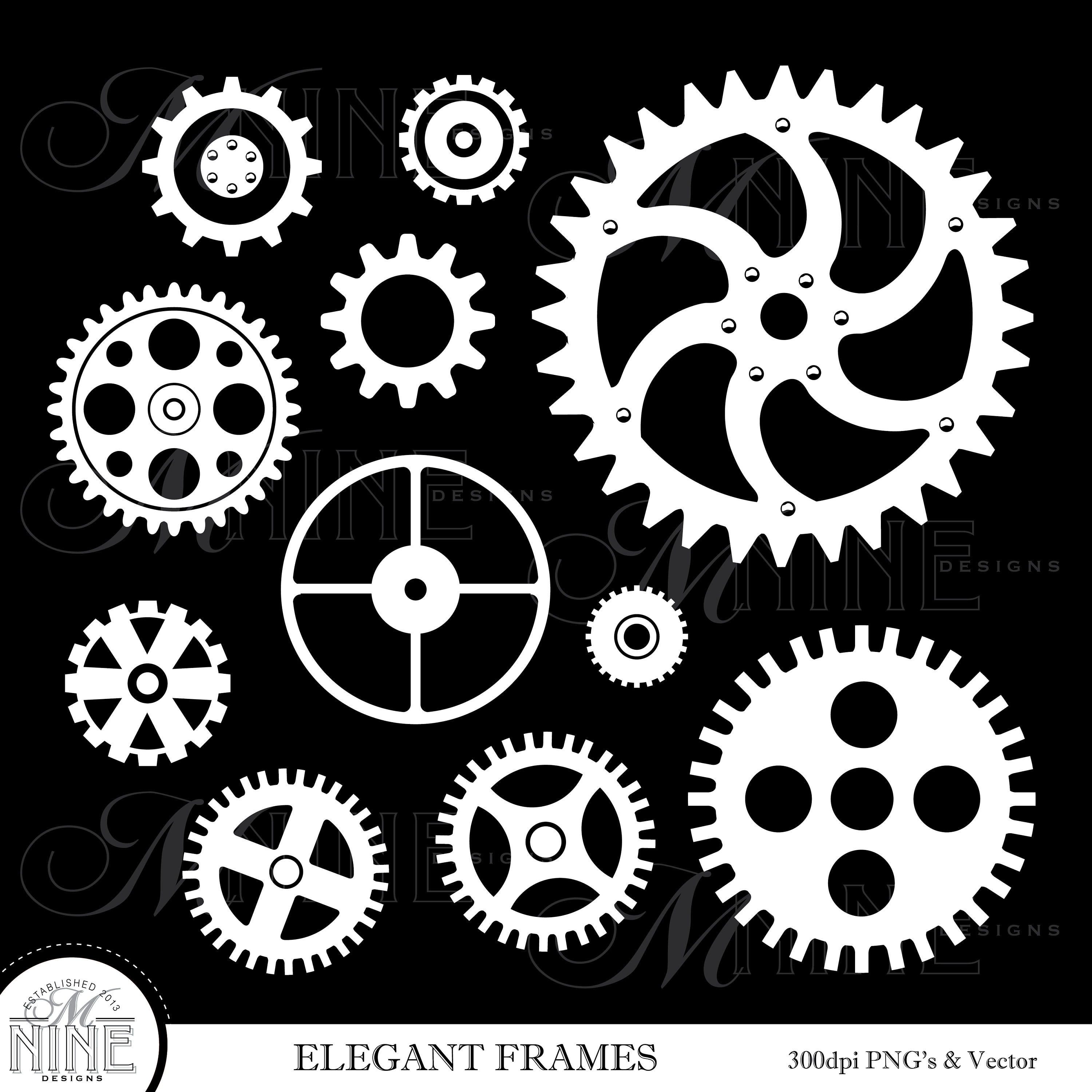 Gears Clip Art Black And White