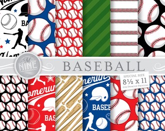 Red Digital Paper Baseball Digital Paper Baseball Digital - Etsy