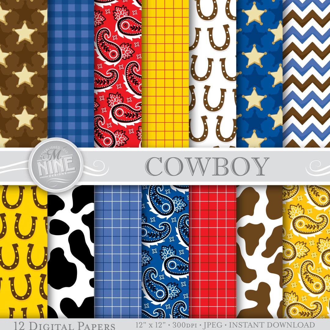 COWBOY Digital Paper Cowboy Printables Digital Downloads - Etsy