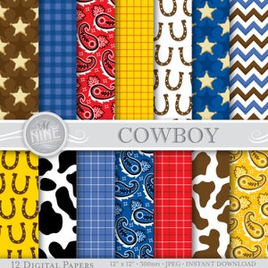COWBOY Digital Paper Cowboy Printables Digital Downloads Western Theme ...