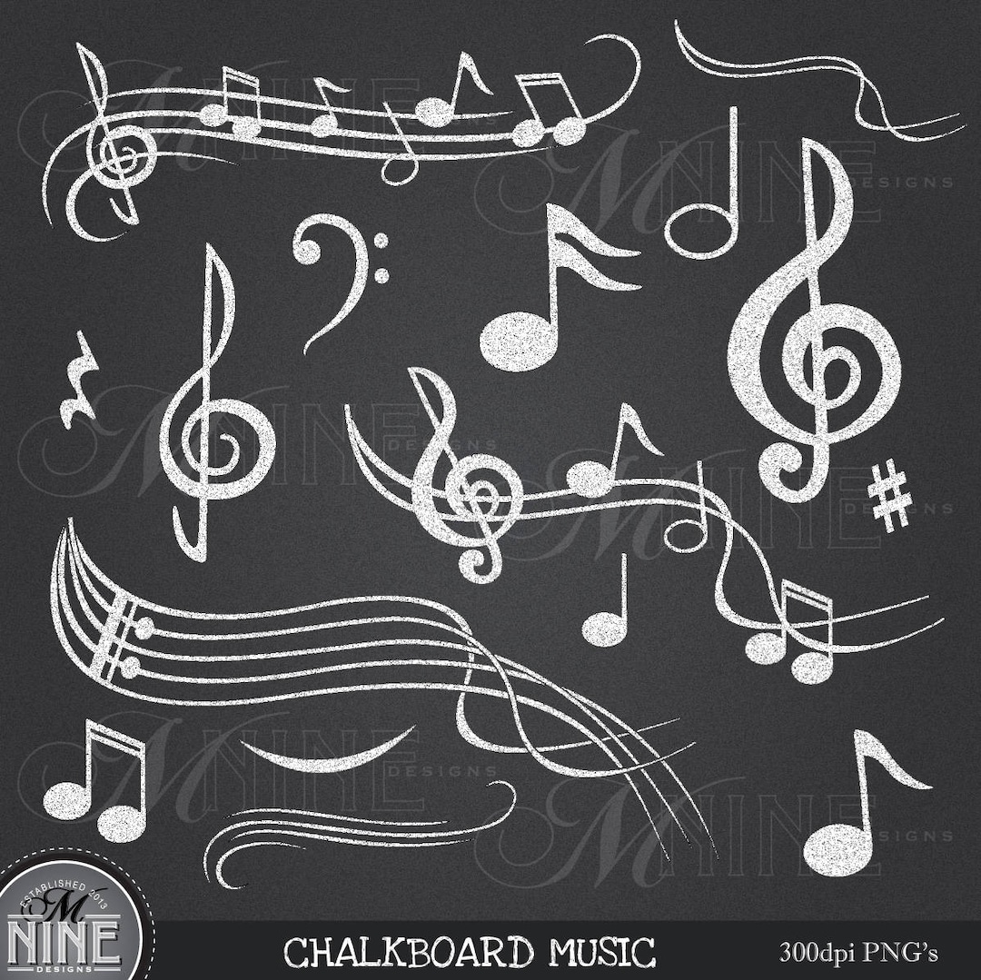 Music Notes Clip Art Download, Chalkboard Music Theme Instant Download ...