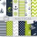 Nautical Digital Paper: NAUTICAL Printable Patterns, Navy & Lime ...