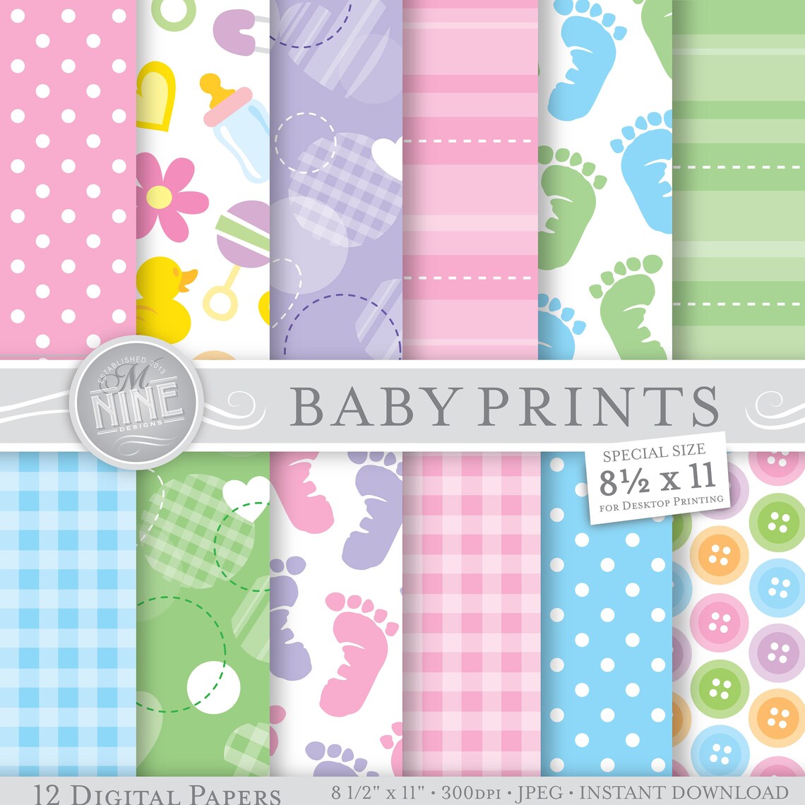Baby Digital Paper / BABY Patterns / Baby Theme Downloads 8 - Etsy