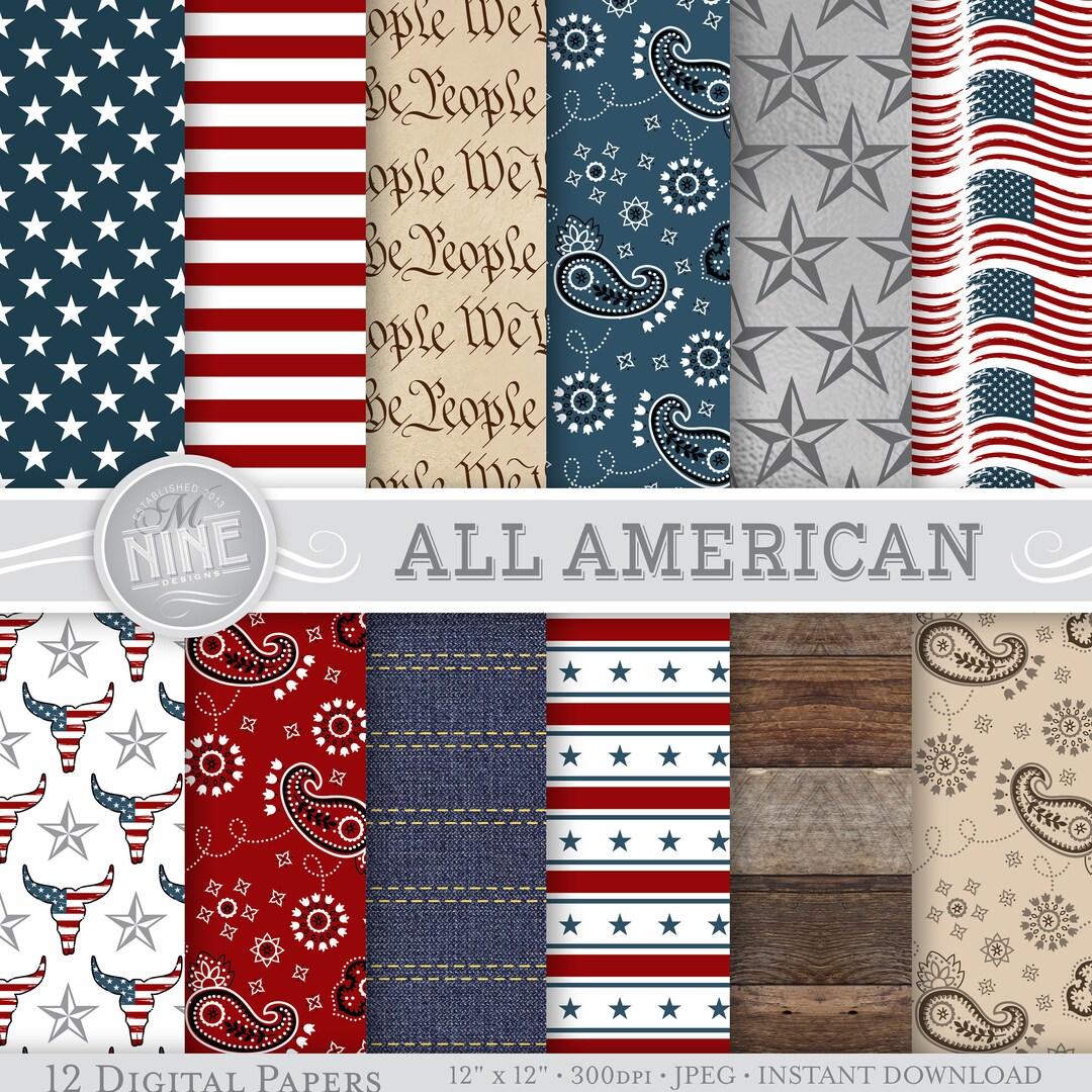 American Digital Paper Jpg Svg Seamless Patriotic Pattern Downloads ...