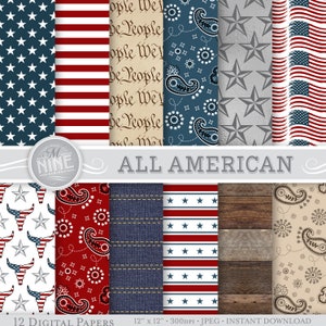 American Digital Paper Jpg Svg Seamless Patriotic Pattern Downloads ...