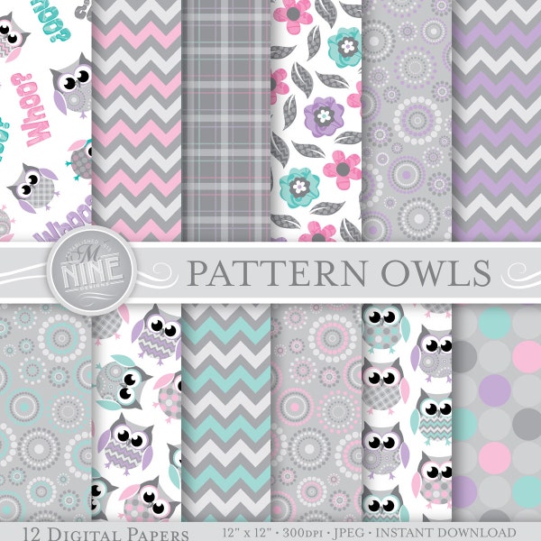 Pink and Teal Owl - Etsy