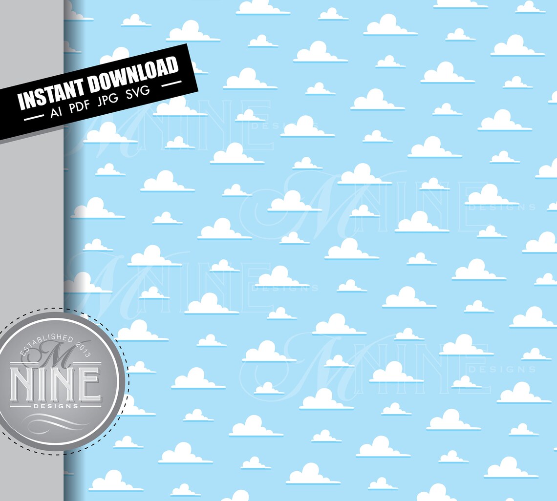 Clouds Pattern Clouds Digital Paper Svg Pdf Jpg Vector AI | Etsy