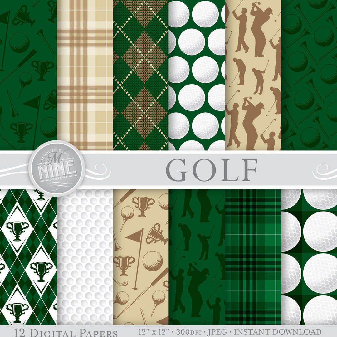 GOLF Digital Paper Jpg Svg Golf Pattern Downloads Instant Download Jpeg ...
