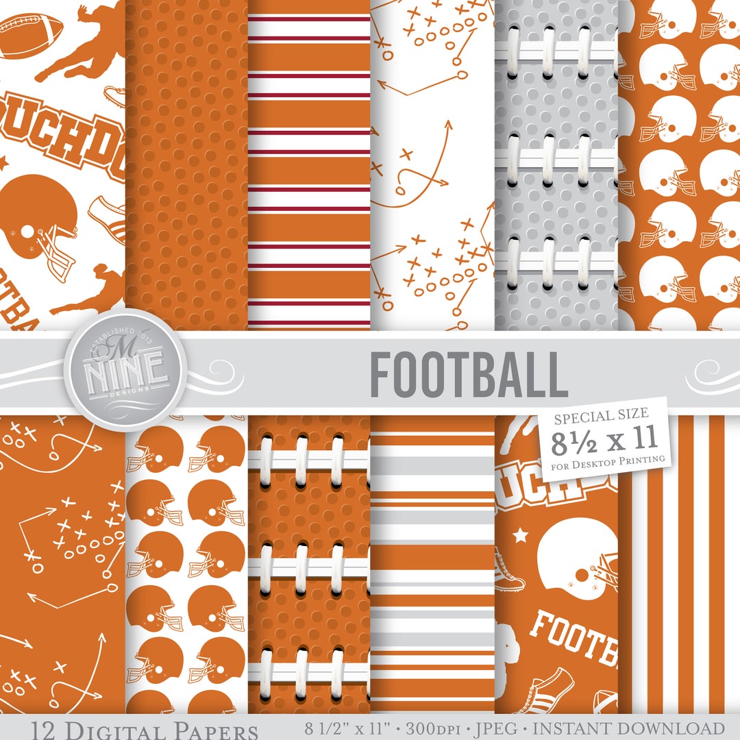 Football Digital Paper 8 1/2 X 11 Football Digital Paper Printable ...