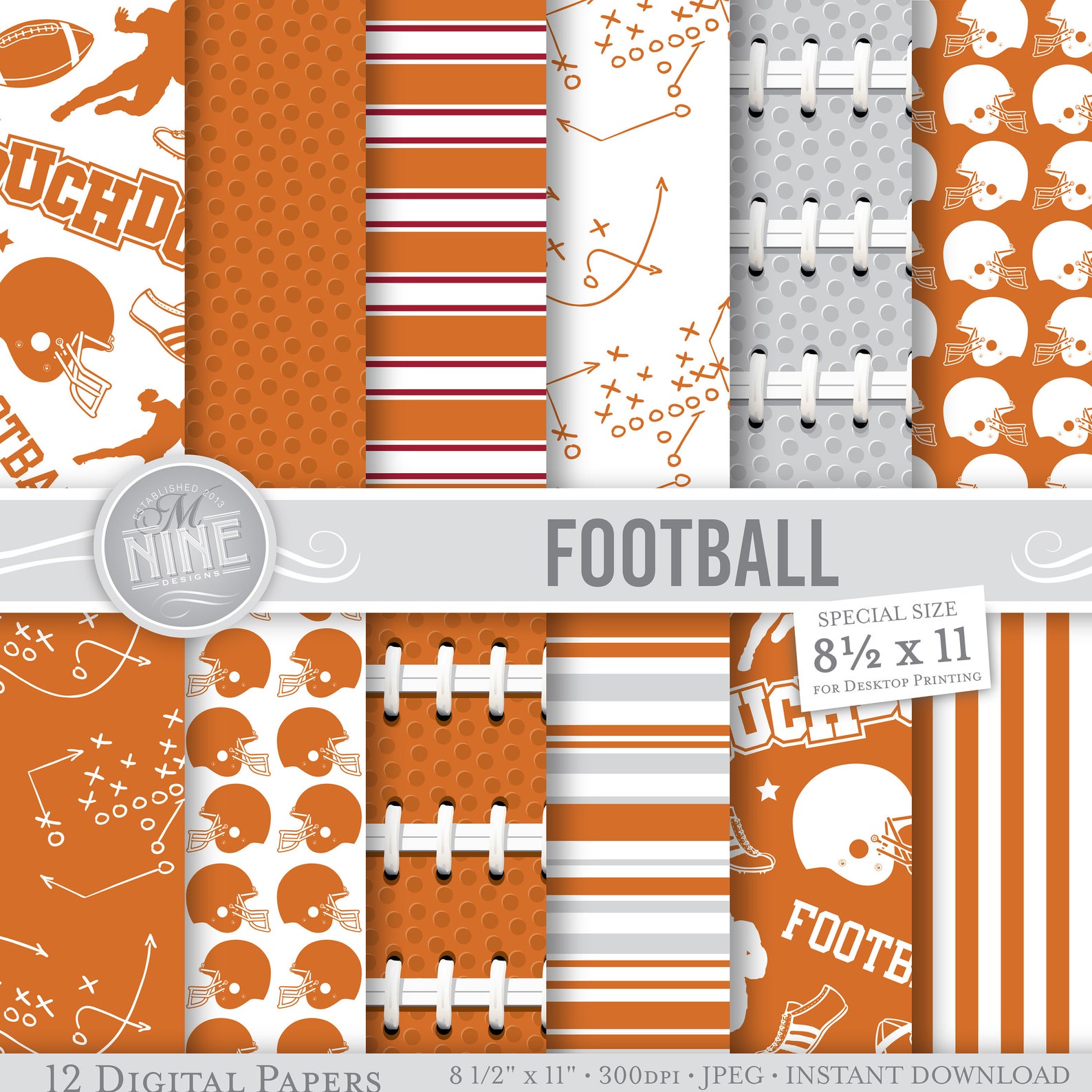 Football Digital Paper 8 1/2 X 11 Football Digital Paper - Etsy