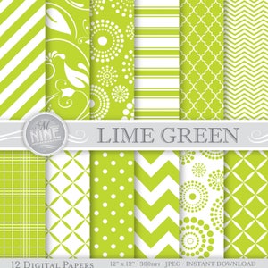 LIME GREEN Digital Paper / Printable Patterns / Seamless Patterns ...