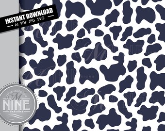 Navy Blue Cow Print - Etsy