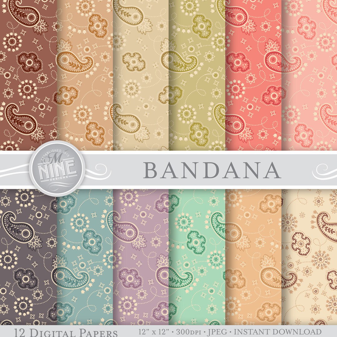 BANDANA Digital Paper: vintage BANDANA Print - Etsy