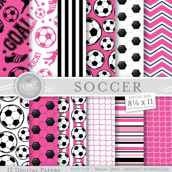 SOCCER Digital Paper / Pink Soccer Printables / Soccer - Etsy