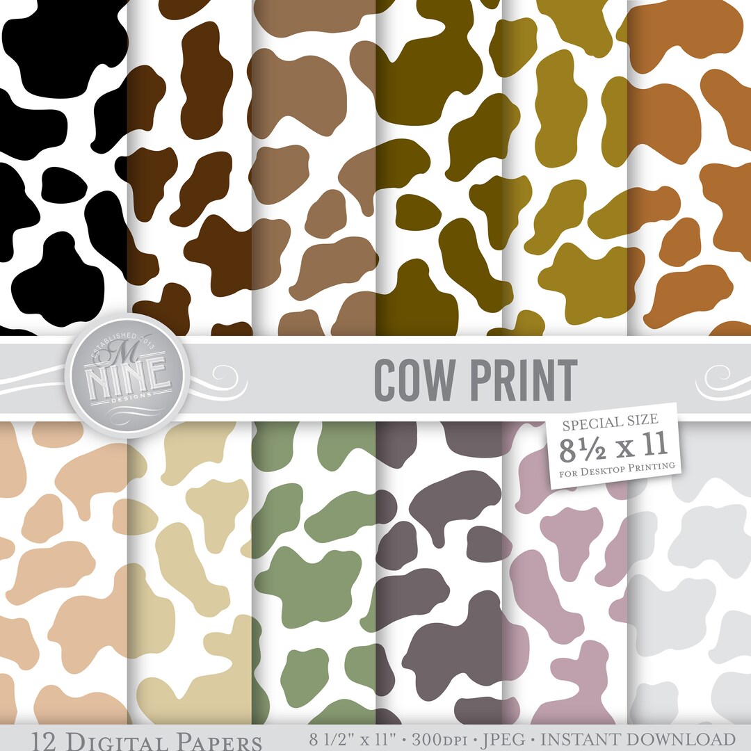 Cow Print Digital Paper Cow Print Printable Digital Paper 8 1/2 X 11 ...