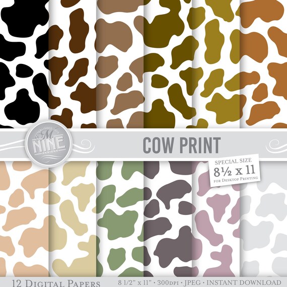 Cow Print Digital Paper Cow Print Printable Digital Paper - Etsy