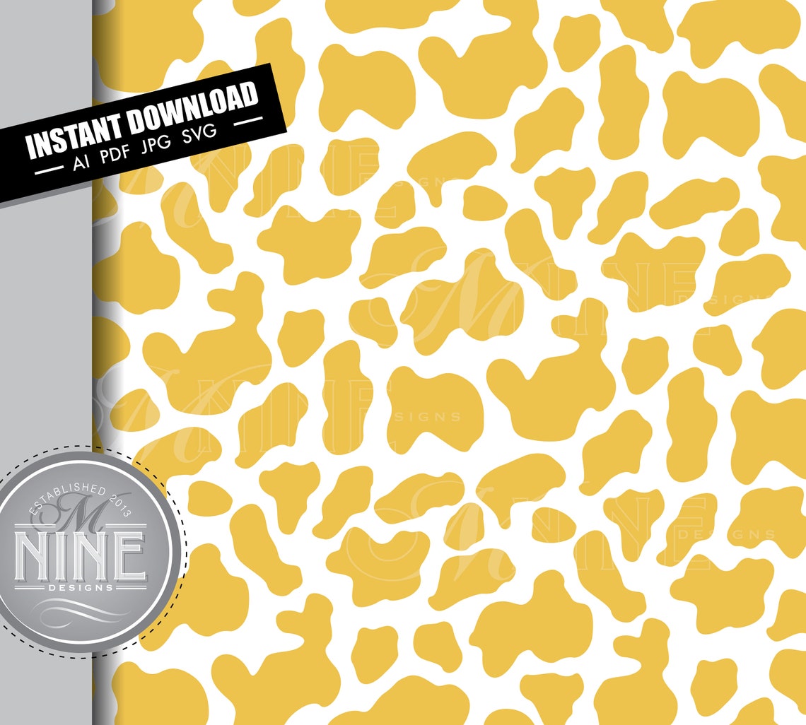 Cow Print Svg Seamless Cow Print Pattern Svg Yellow Cow - Etsy