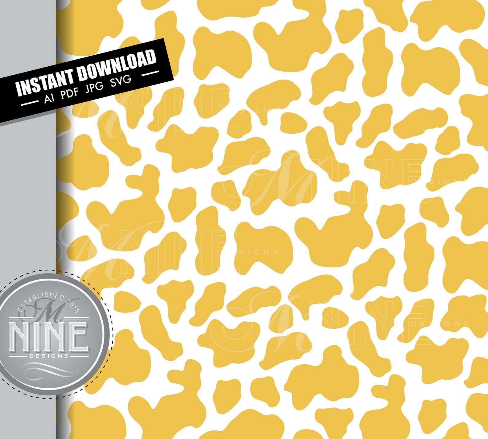 Cow Print Svg Seamless Cow Print Pattern Svg Yellow Cow - Etsy