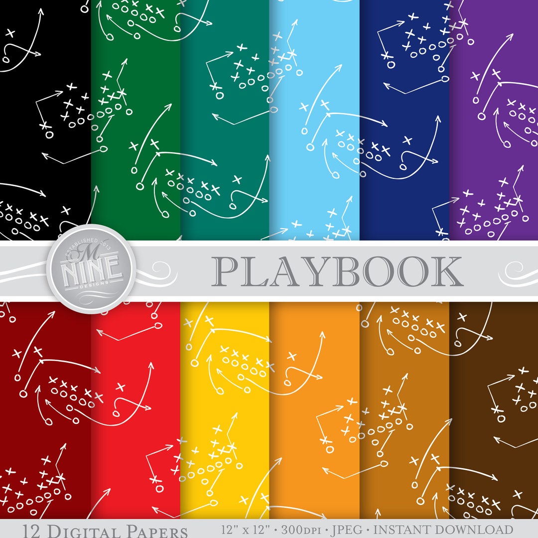 FOOTBALL PLAYBOOK Digital Paper / Football Party Printables / Playbook ...