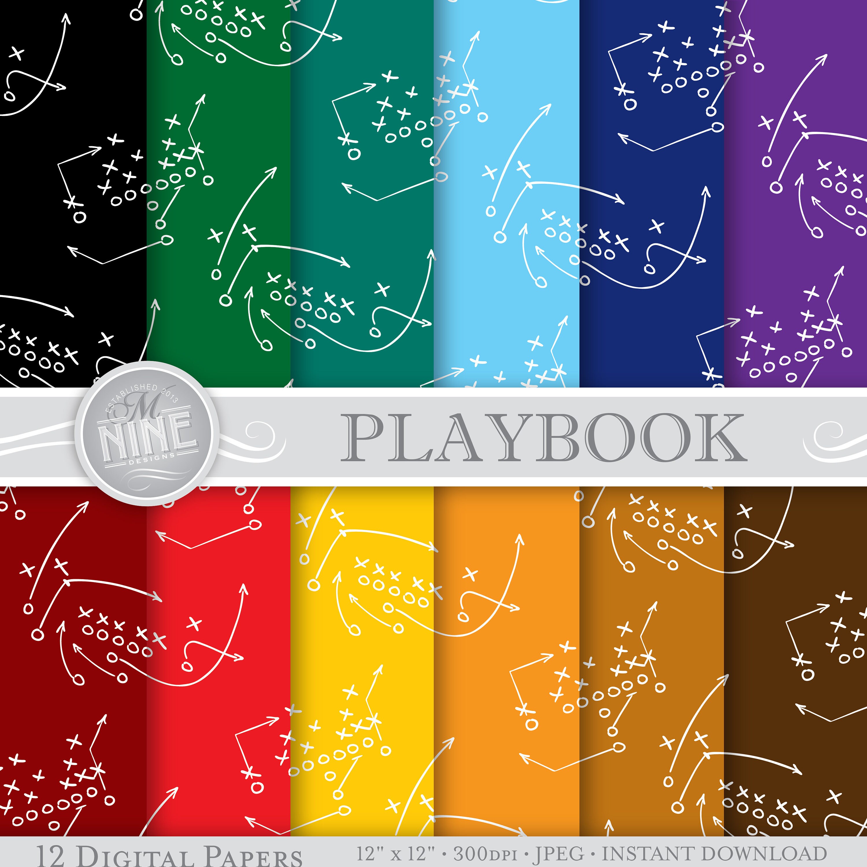 FOOTBALL PLAYBOOK Digital Paper / Football Party Printables / | Etsy