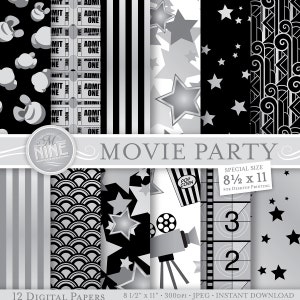 CLASSIC MOVIE Prints Digital Paper 8 1/2 X 11 Pattern Print, Instant ...